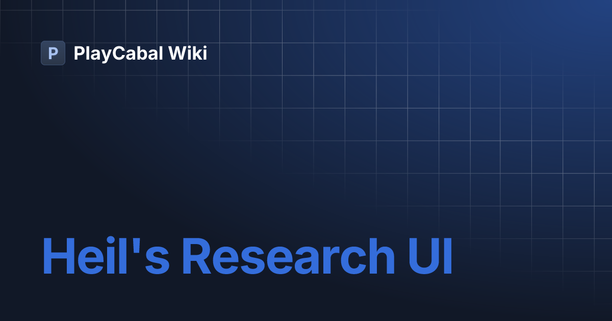 Heil's Research UI | PlayCabal Wiki