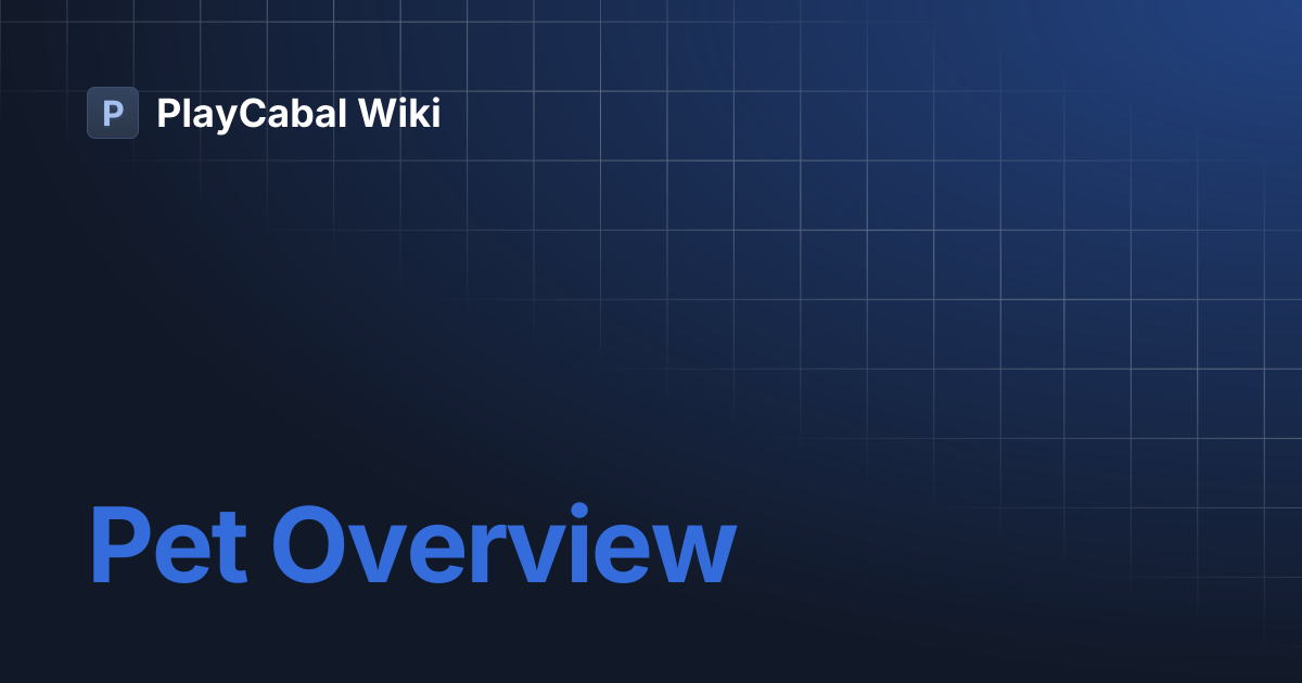 Pet Overview | PlayCabal Wiki