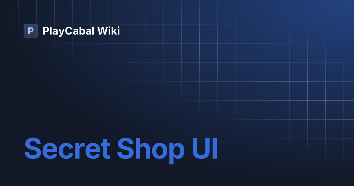 Secret Shop UI | PlayCabal Wiki