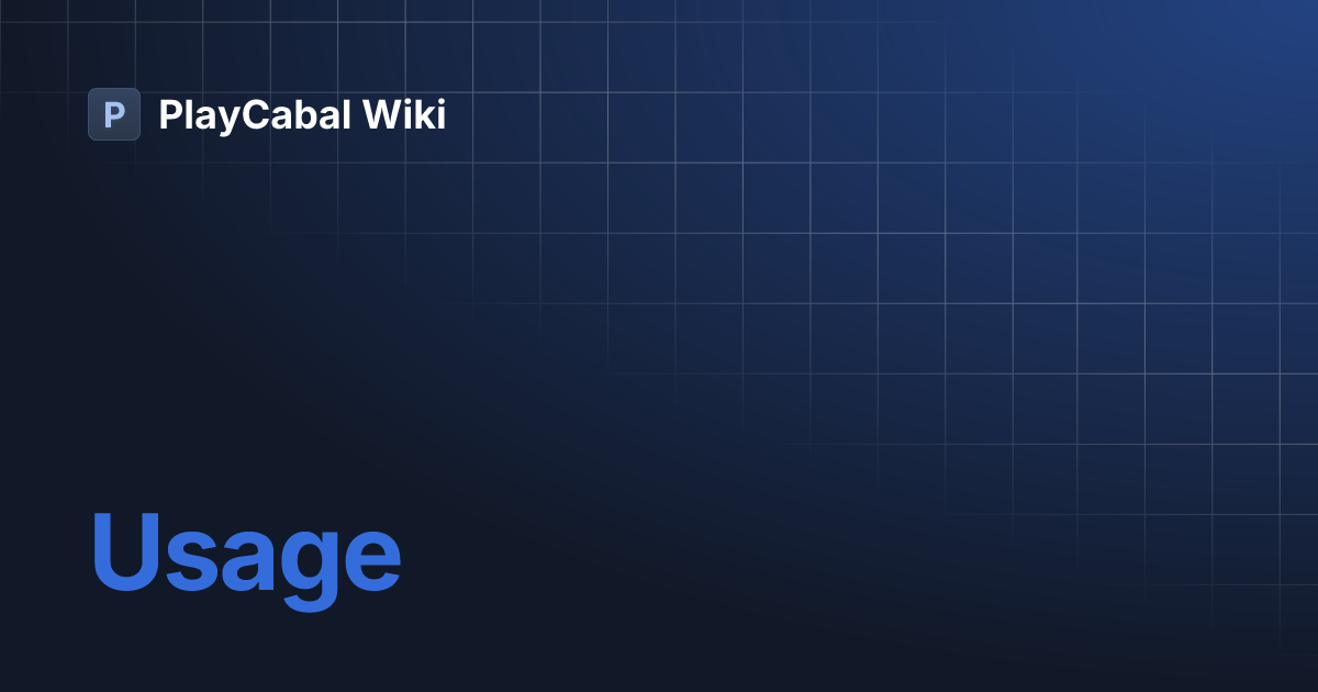 Usage | PlayCabal Wiki