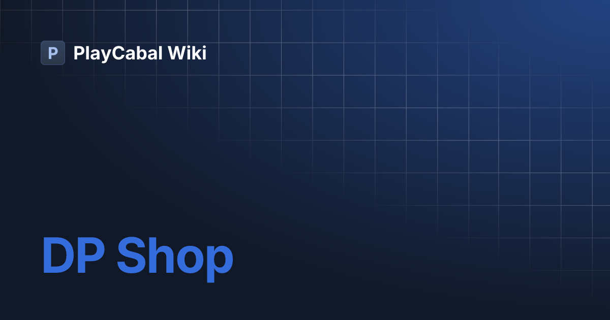 DP Shop | PlayCabal Wiki